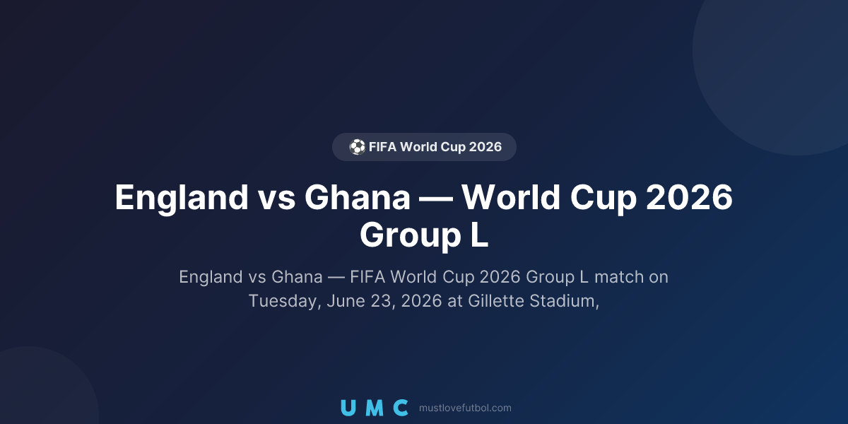 England vs Ghana — World Cup 2026 Group L | Must Love Futbol